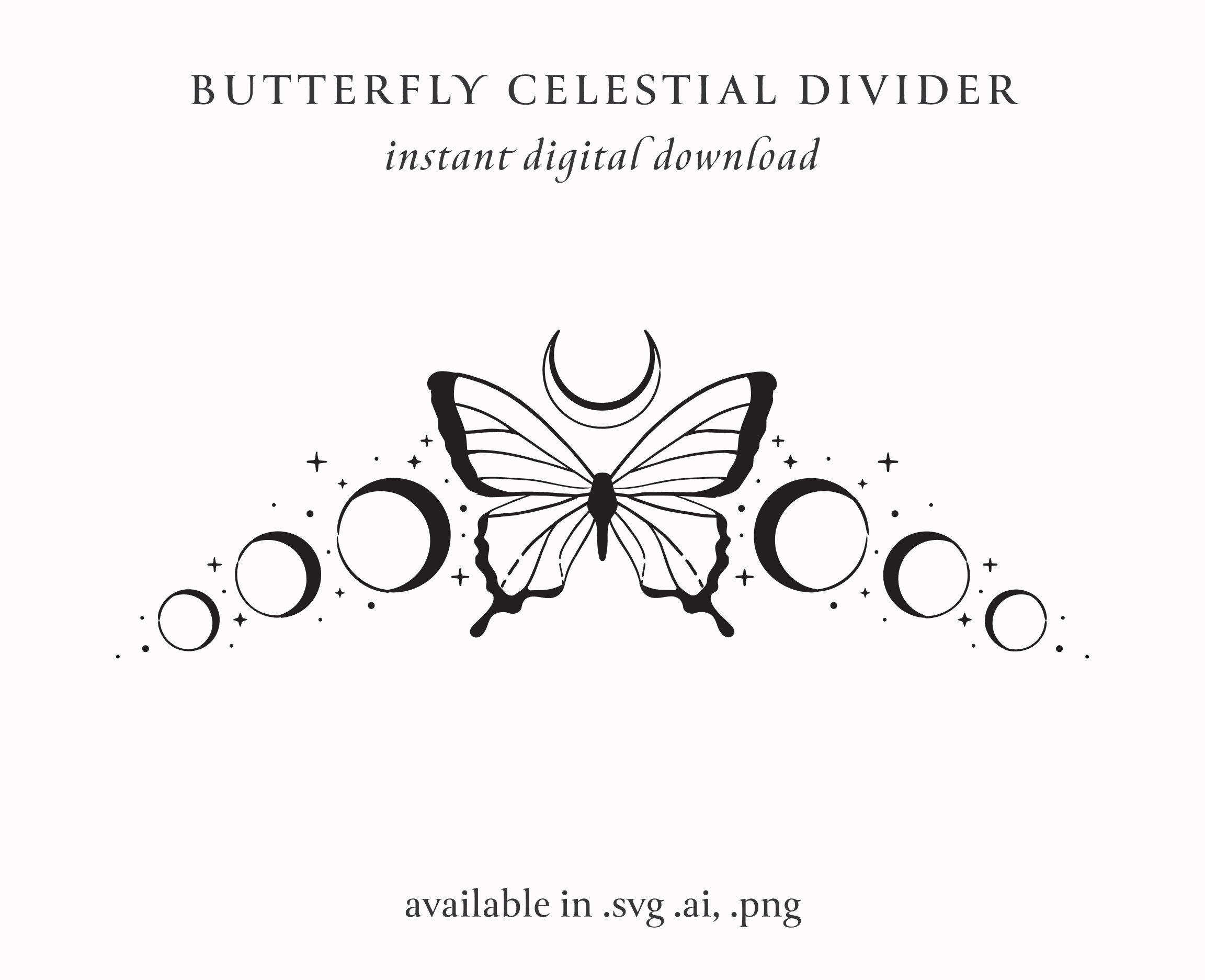 Celestial Butterfly Divider SVG Page Divider Clipart for - Etsy