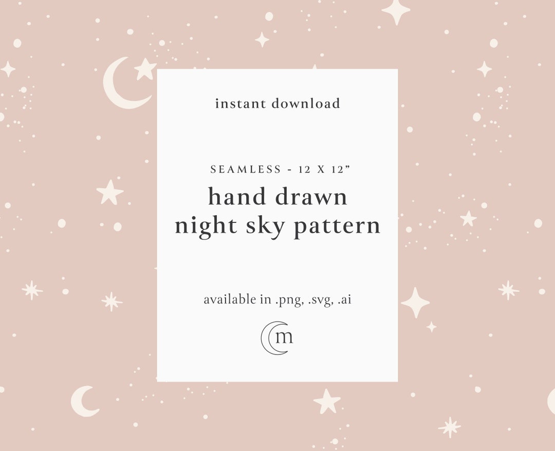 Celestial Seamless Digital Pattern, Moon Stars & Sparkles, Boho Hand ...