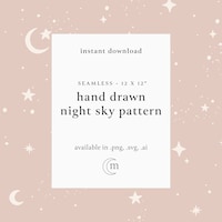 Boho Goodnight Moon Seamless File, Boho Night Surface Pattern - Etsy