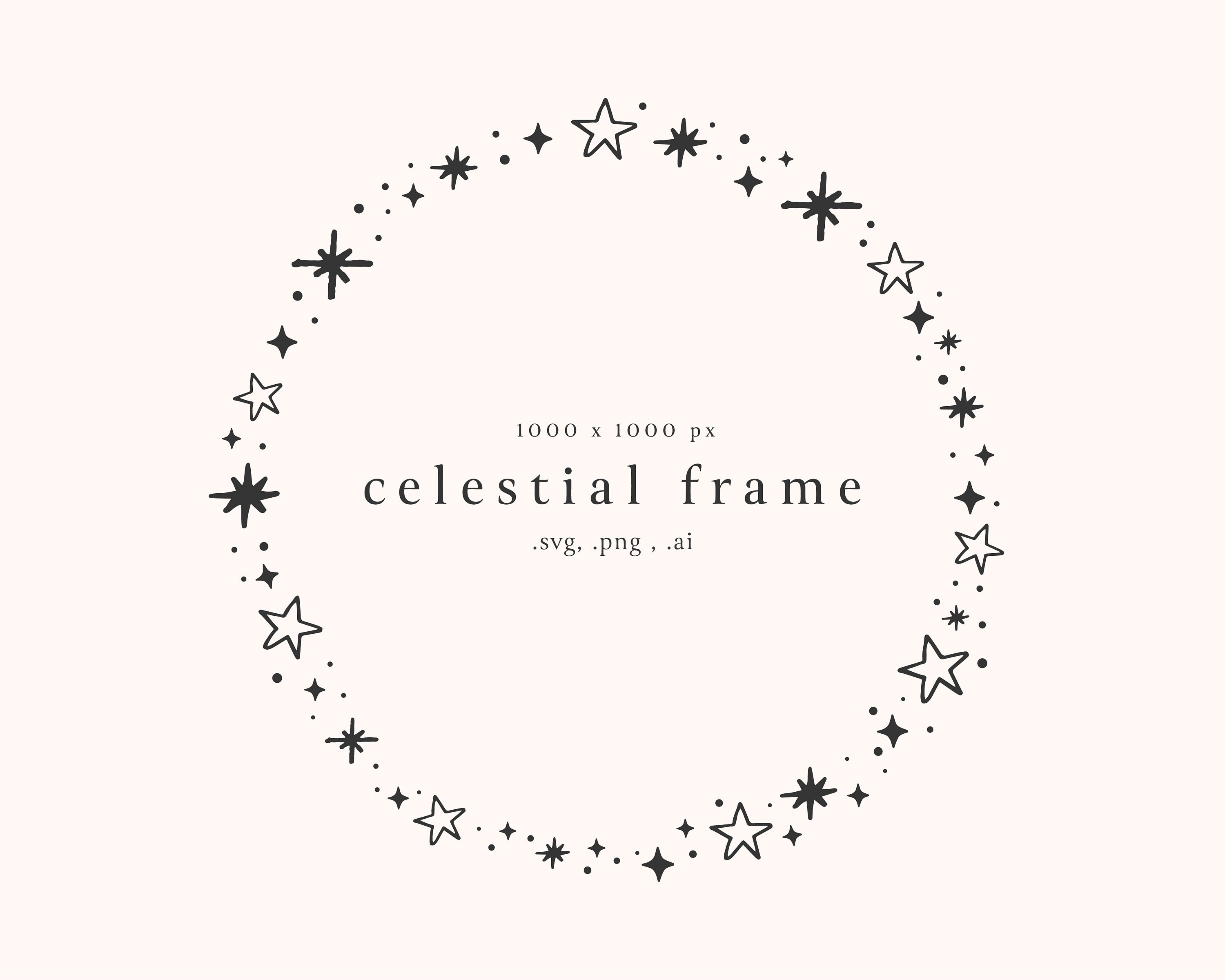 Stars and Sparkles Circle Frame SVG Celestial Frame Galaxy - Etsy