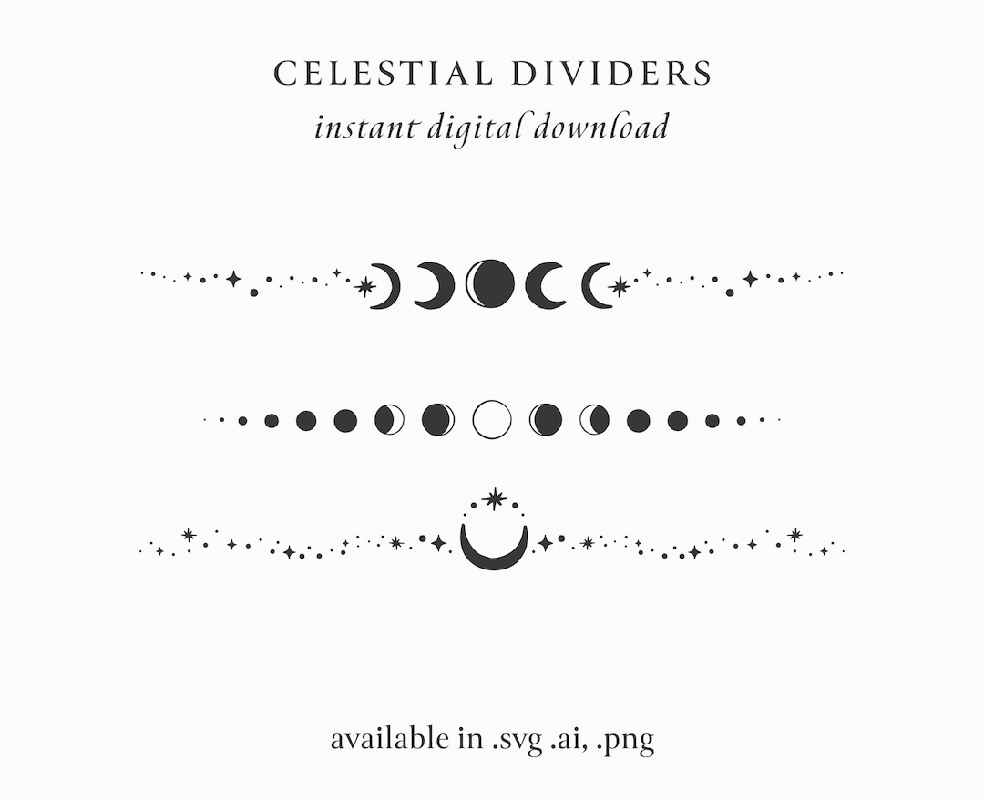 Celestial Divider SVG, Page Divider Clipart for Cricut, Text Divider ...