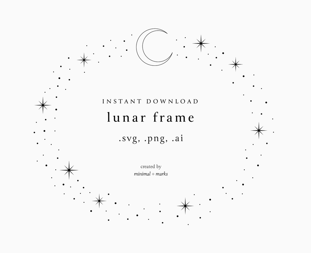 Lunar Frame SVG Moon Logo Clipart Celestial Silhouette - Etsy