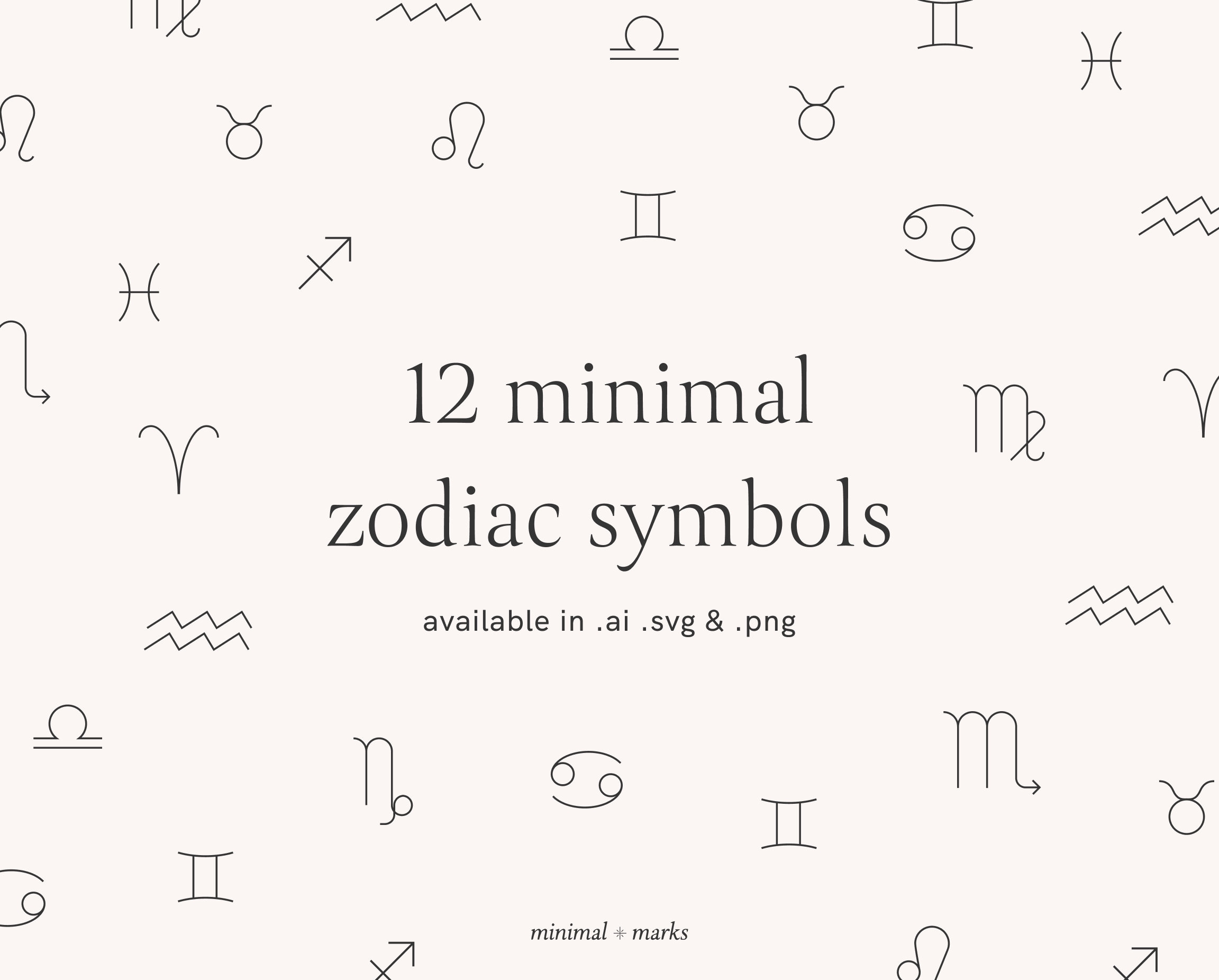 Zodiac Sign Vector Set Astrology Clipart Pattern Digital Paper Instant ...