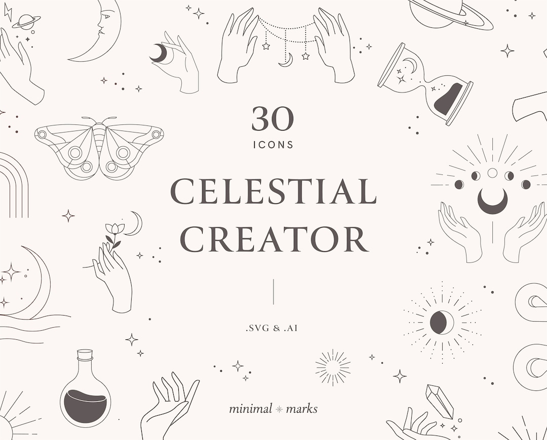 Celestial Vector Icons Digital Download, Cricut Illustrator Clip Art ...