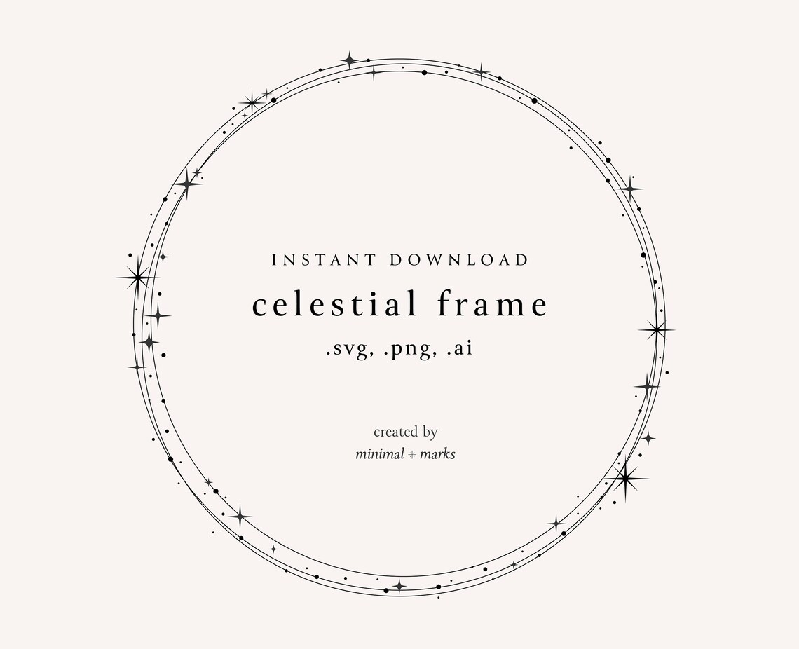 Stars & Sparkles Frame Mystical Frame SVG Clipart Digital - Etsy
