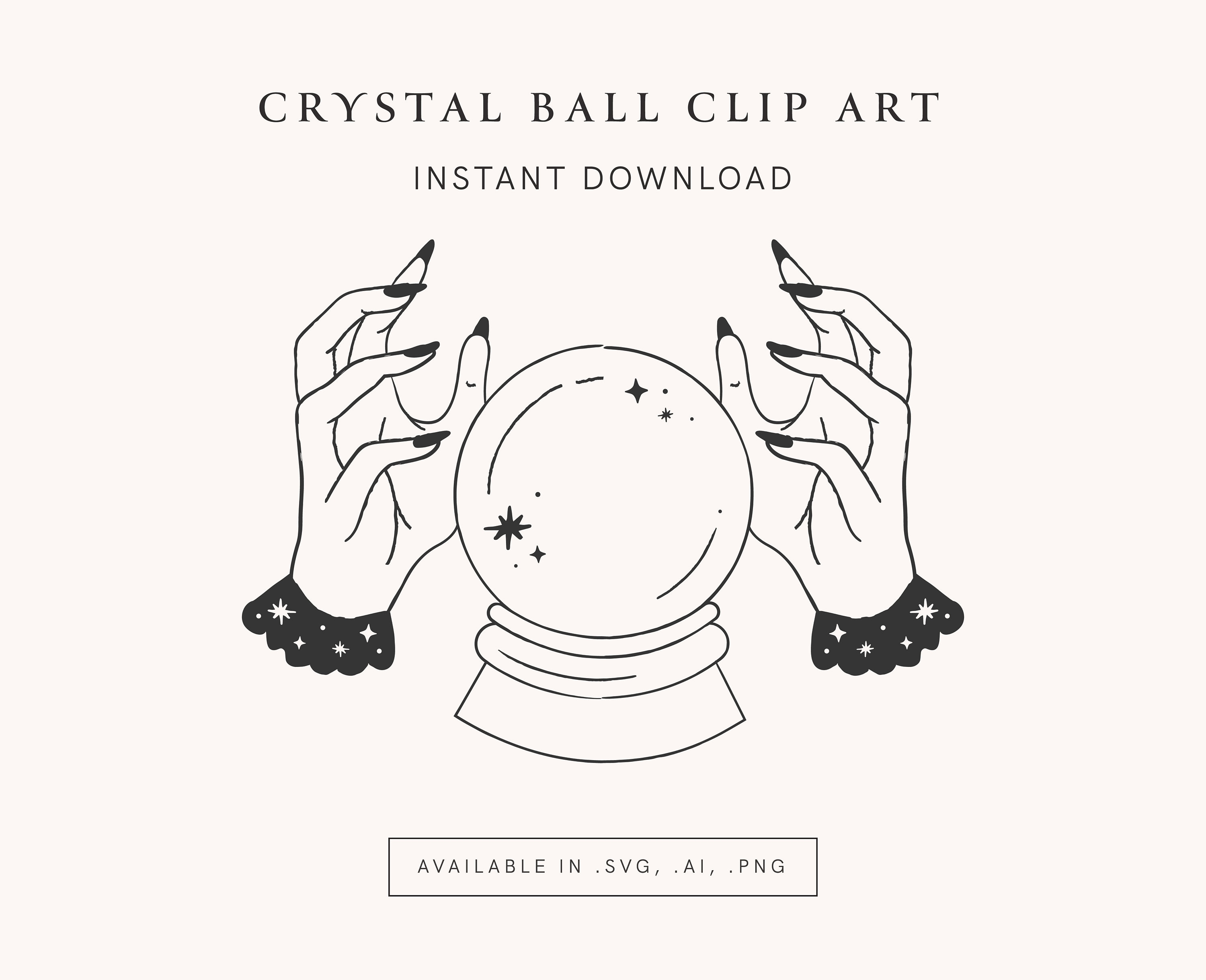 Crystal Ball Witch Clip Art SVG Cricut Vector Illustration - Etsy UK