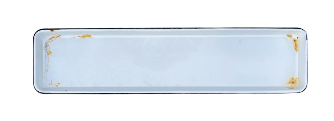 Enamelware Tray Pan White Black Rectangle Long Narrow 27 X 6.5 ...