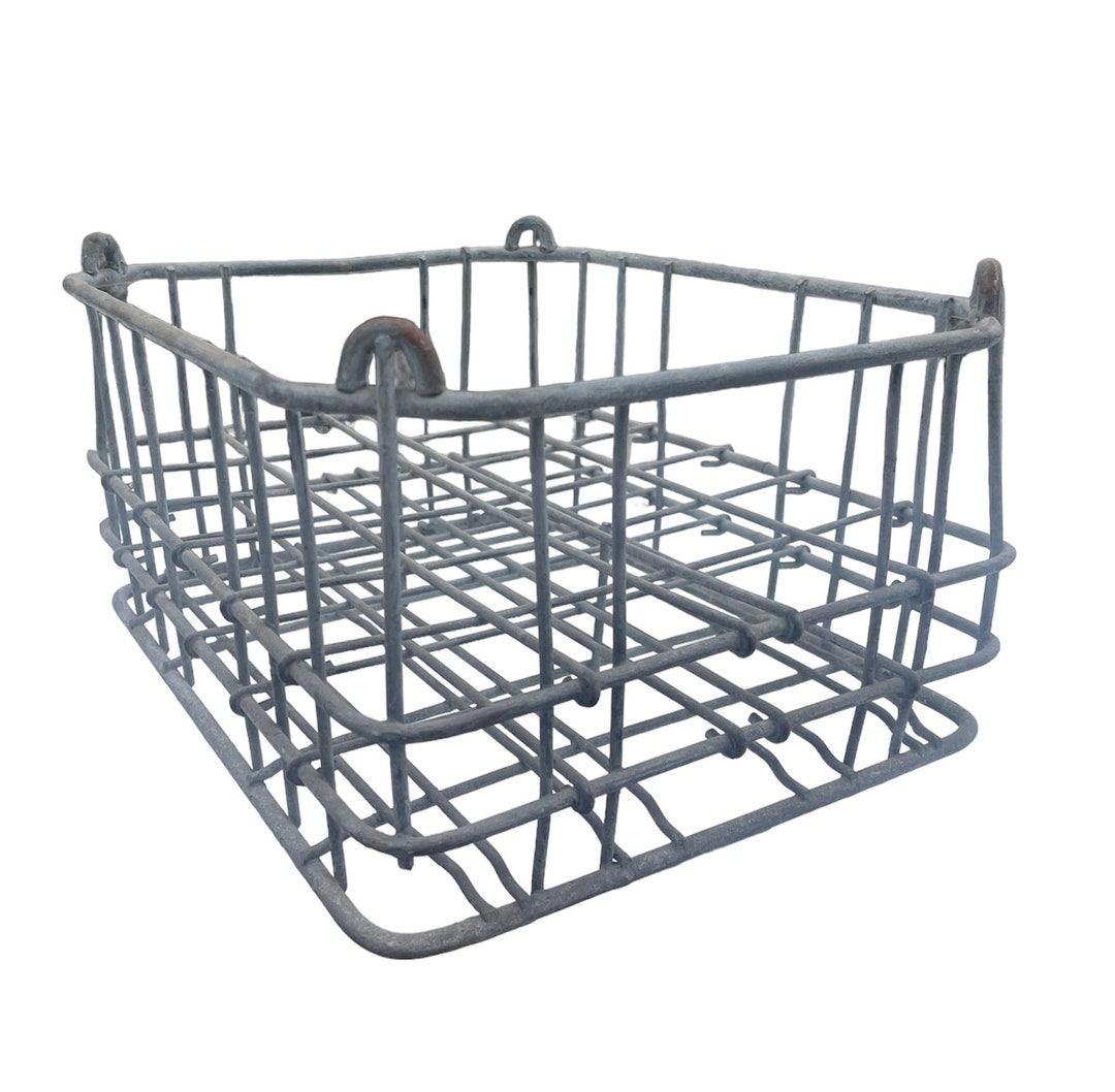 Vintage Metal Milk Crate Dairy Industrial Rustic Decor Farmhouse - Etsy