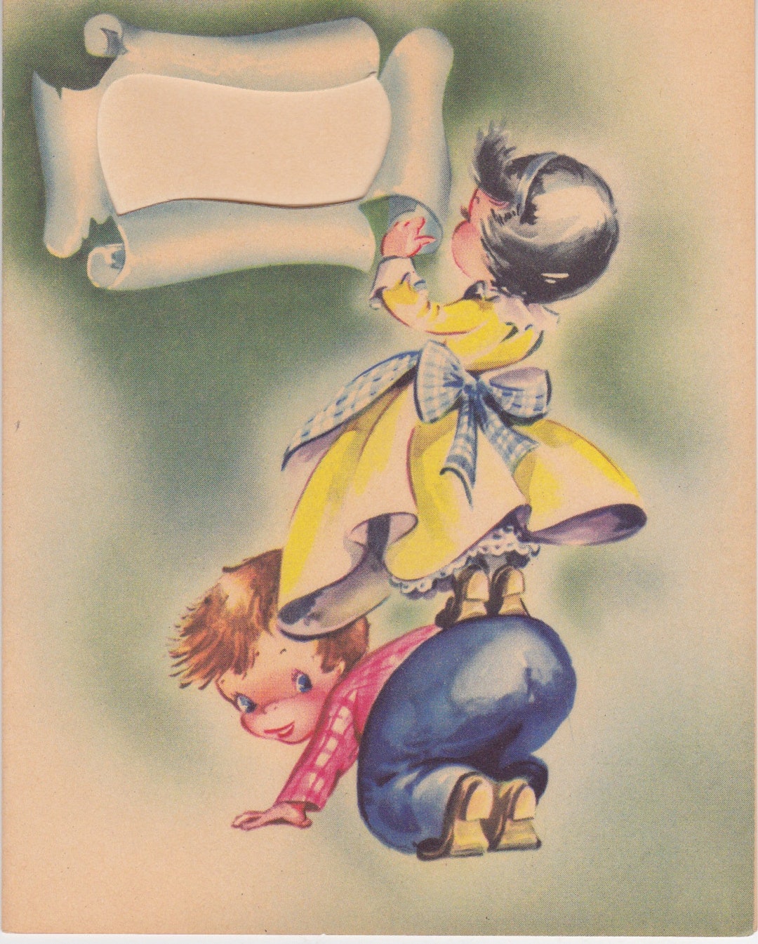 Vintage 1940s Note Card With Cute Illustration -- a Handi-note by ...