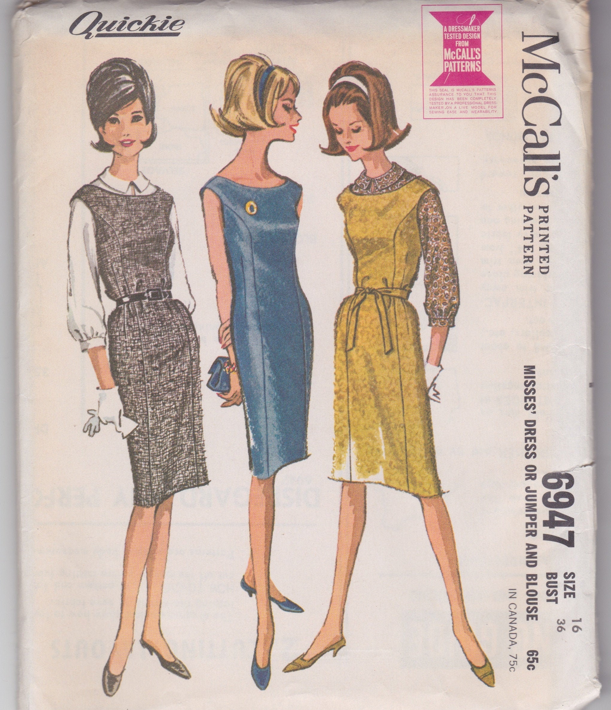 Vintage 1963 Sewing Pattern Mccall's 6947 for - Etsy