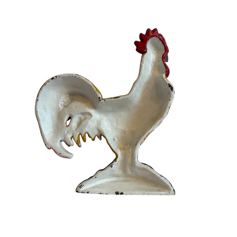 Vintage Cast Iron Rooster Doorstop Chicken Country Farmhouse Large 12 ...