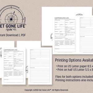 Printable Campground Journal, Camping Log, Camping Journal, Travel ...