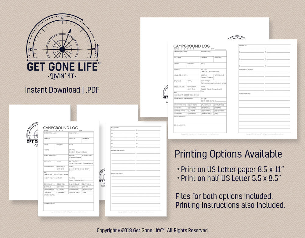 Printable Campground Journal, Camping Log, Camping Journal, Travel ...
