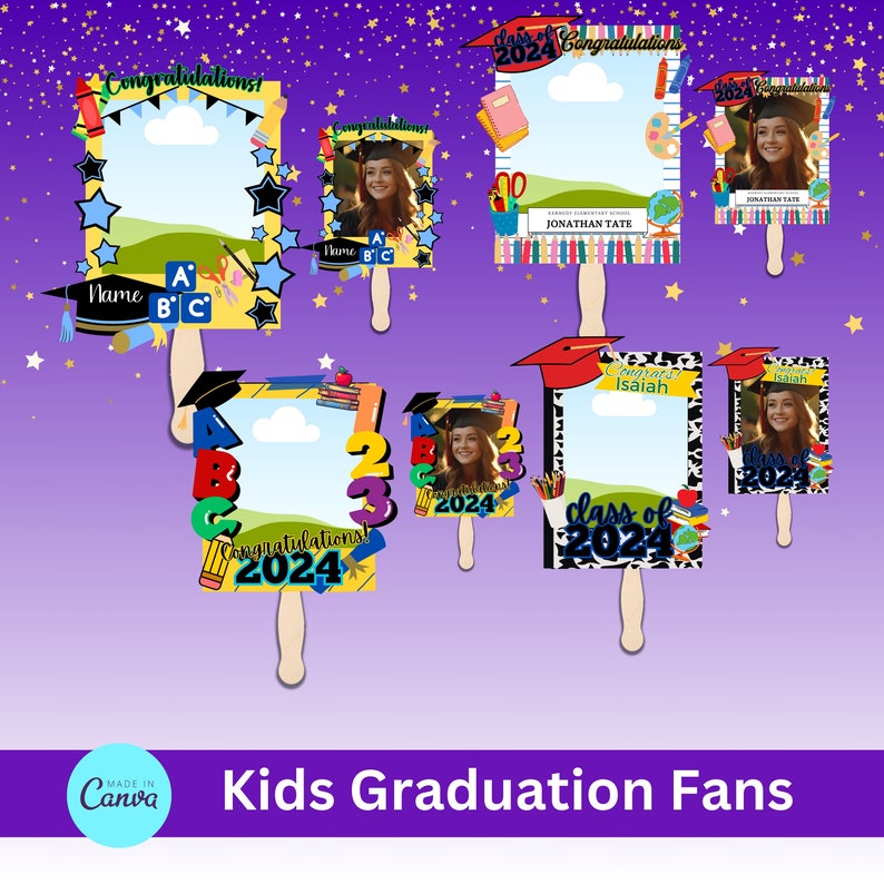 Kids Graduation Fan Bundle Customizable Templates 4 Editable Canva ...