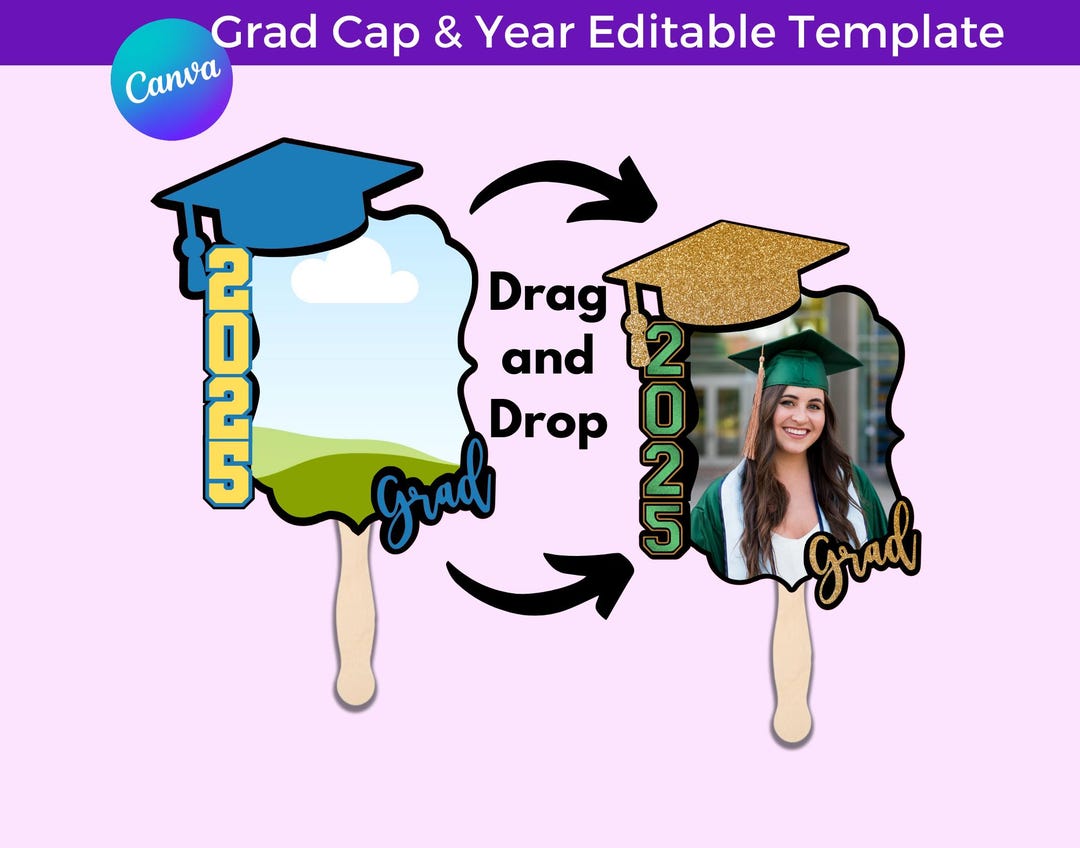 2025 Grad Cap & Year Editable Fans | Editable Canva Designs | Instant ...
