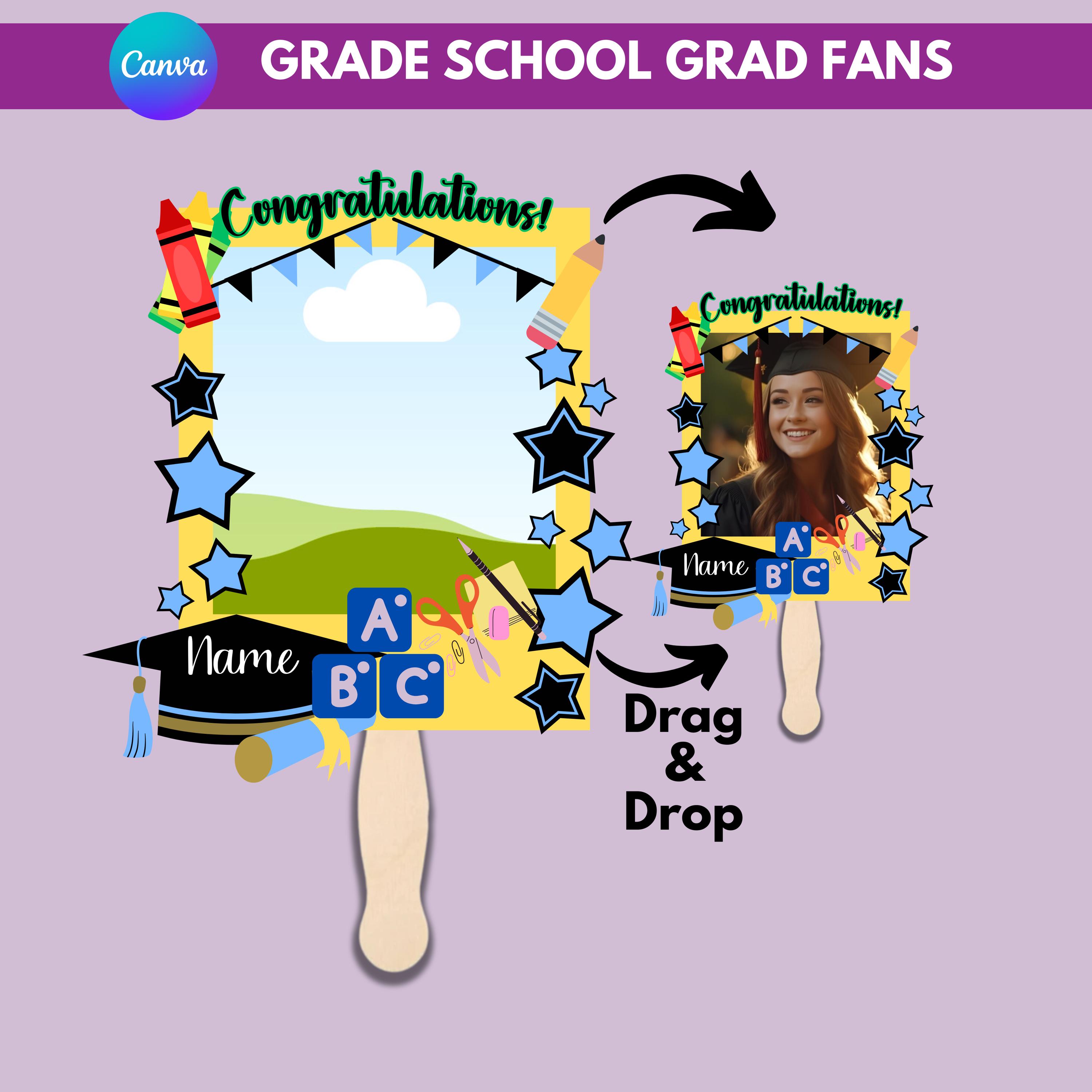 Kids Graduation Fan Bundle | Customizable Templates | Editable Canva ...
