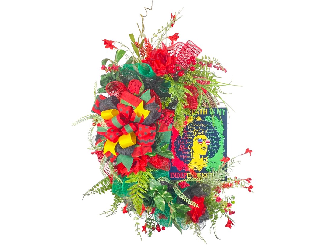 Juneteenth Floral Grapevine Wreath for Front Door, African Pride ...