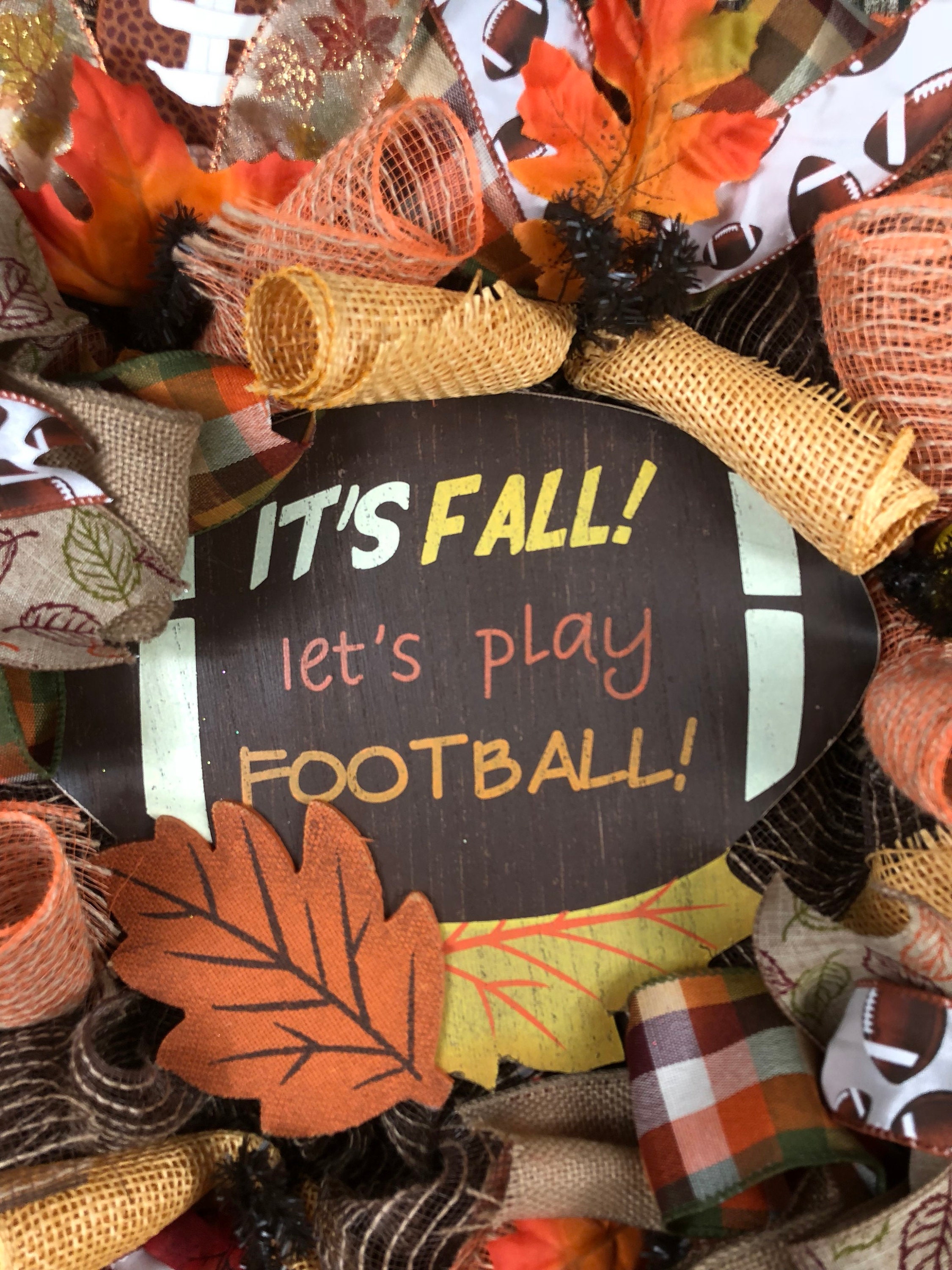 It's Fall Lets Play Football Front Door Wreath Football | Etsy