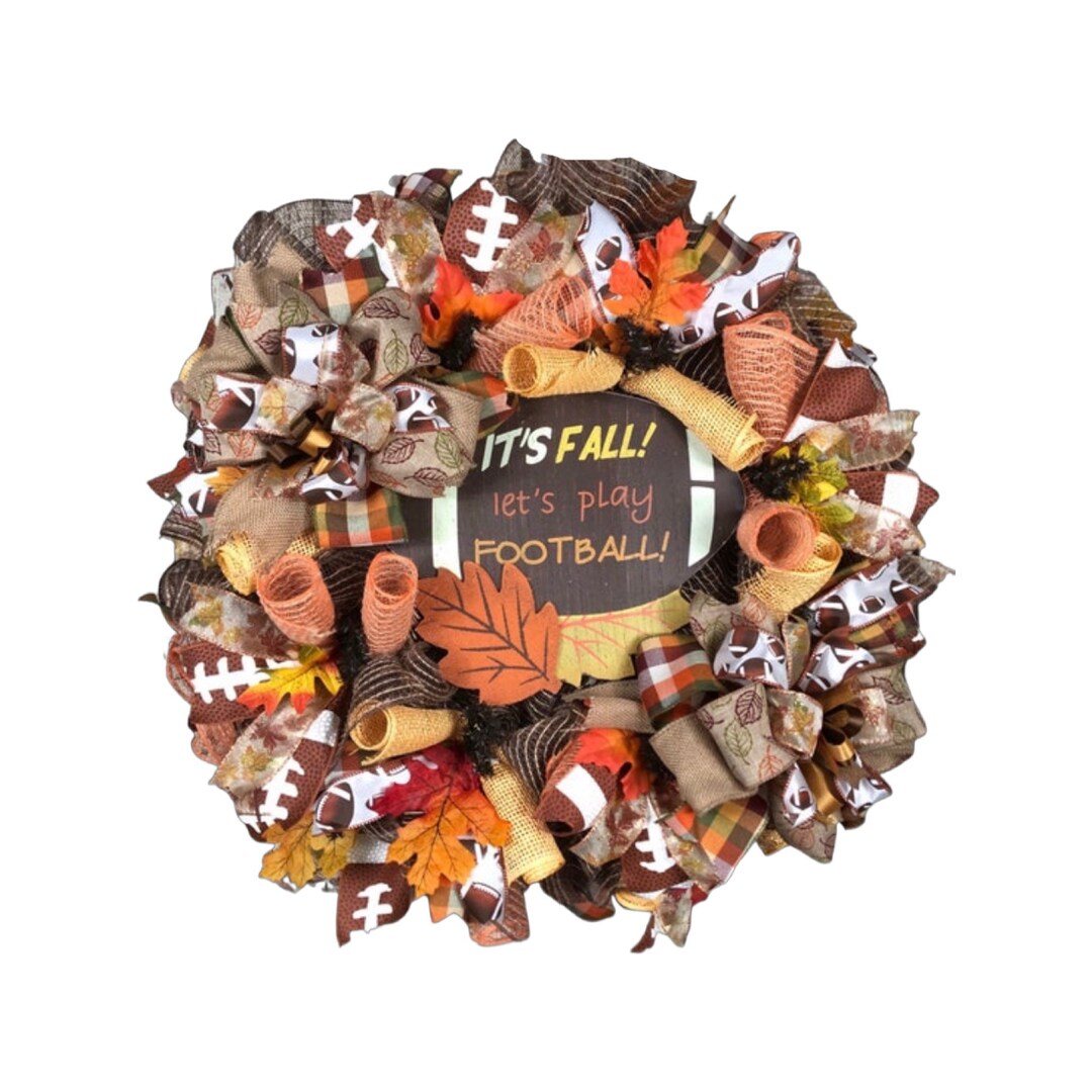 It's Fall Lets Play Football Front Door Wreath Football - Etsy
