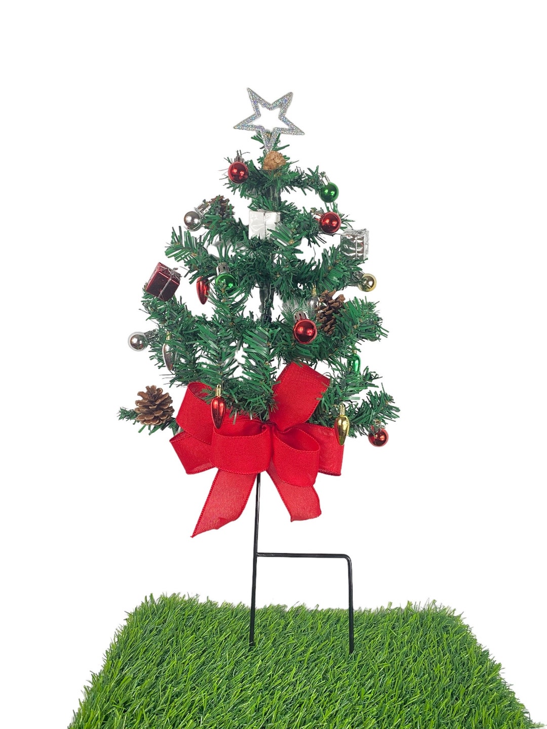Cemetery Christmas Tree Stake, Cemetery Arrangement, Holiday Memorial ...