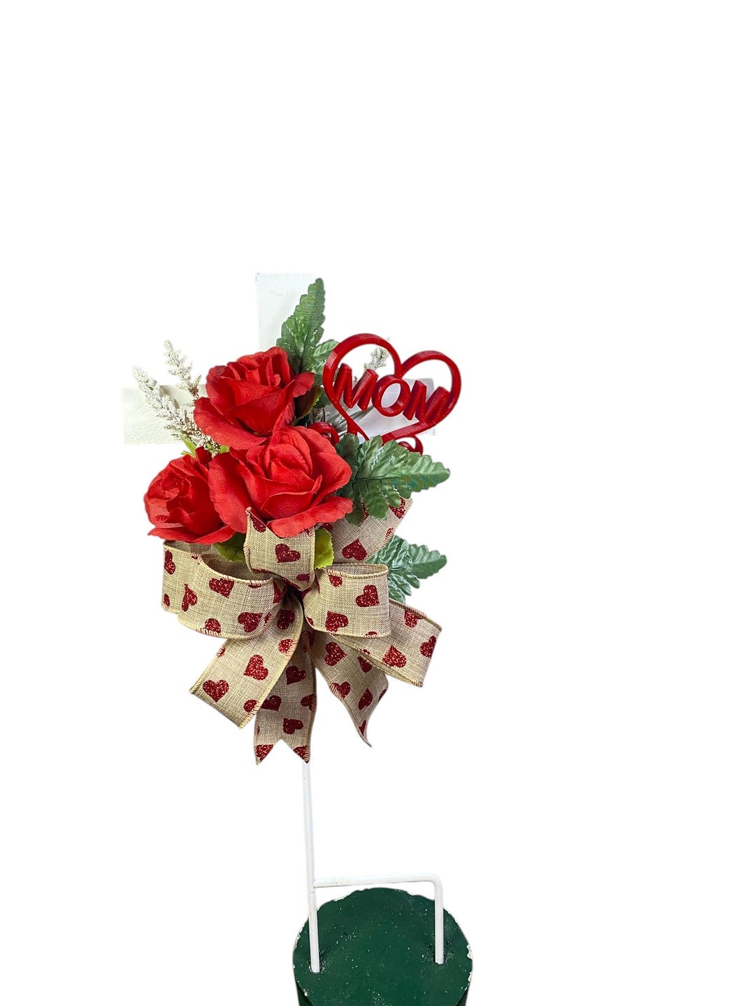 Mom Red Roses Memorial Cross Garden Stake: in Loving Memory - Etsy