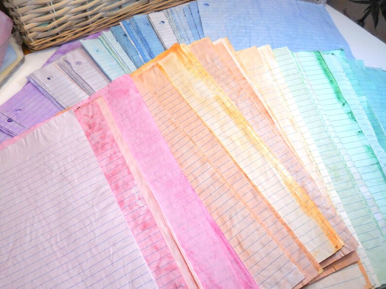 Lined Notebook Papers in 34 Assorted Colors ~ Scrapbook & Junk Journal ...