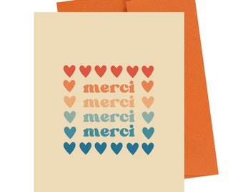 Merci Vintage French Flower Thank You Card in Blue - Etsy
