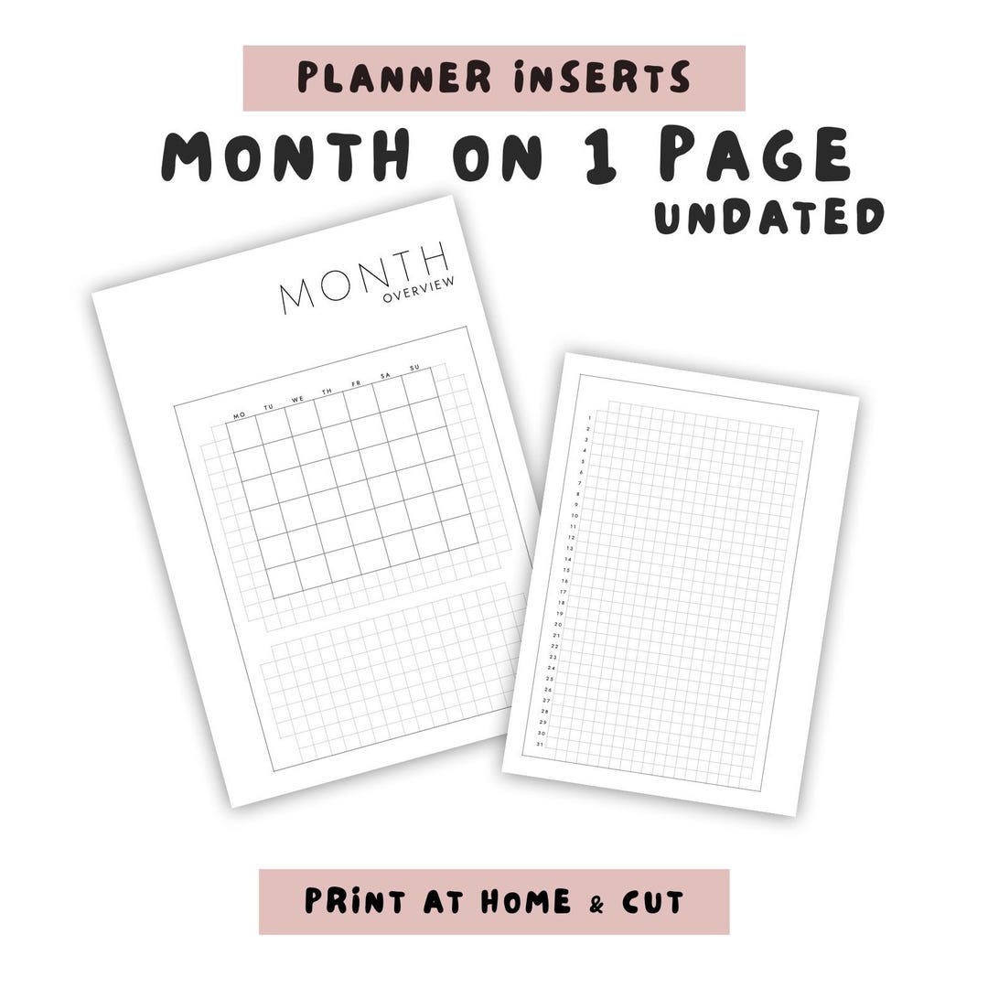 Pocket | Printable Undated Month on 1 Page - Etsy