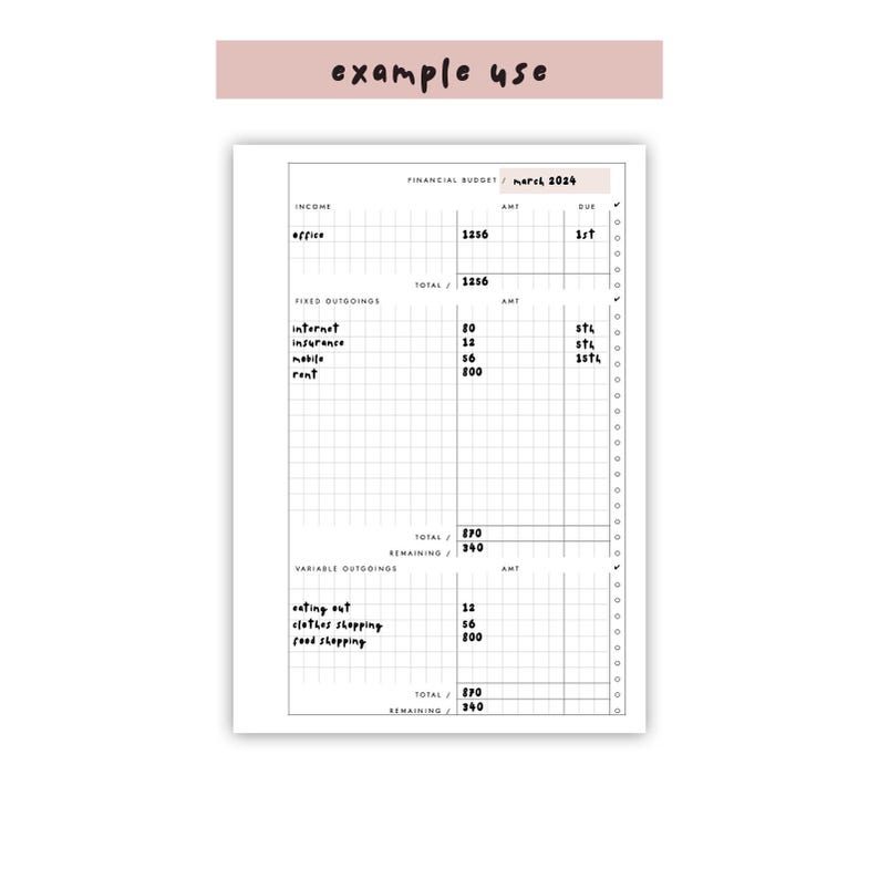 Pocket | Printable Financial Budget - Etsy