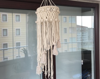 Macrame hanging lamp | Etsy