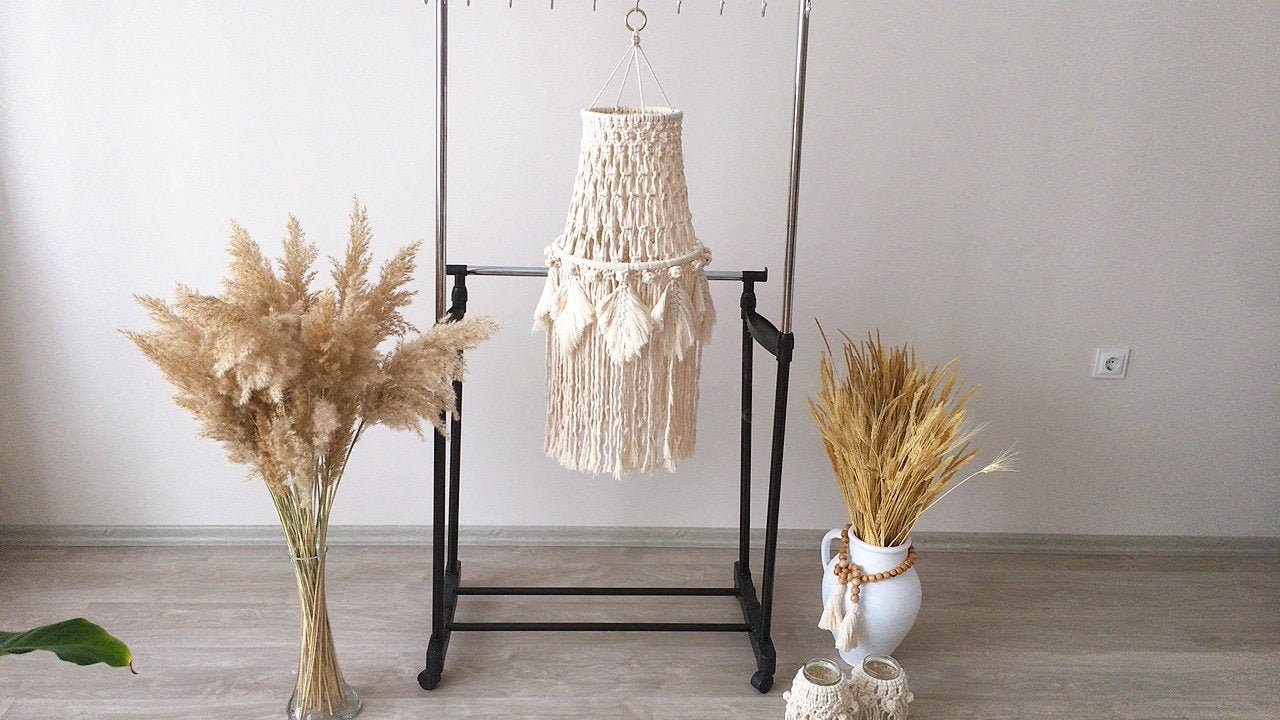 Boho Light,macrame Chandelier,macrame Lamp Shade,macrame Ceiling ...