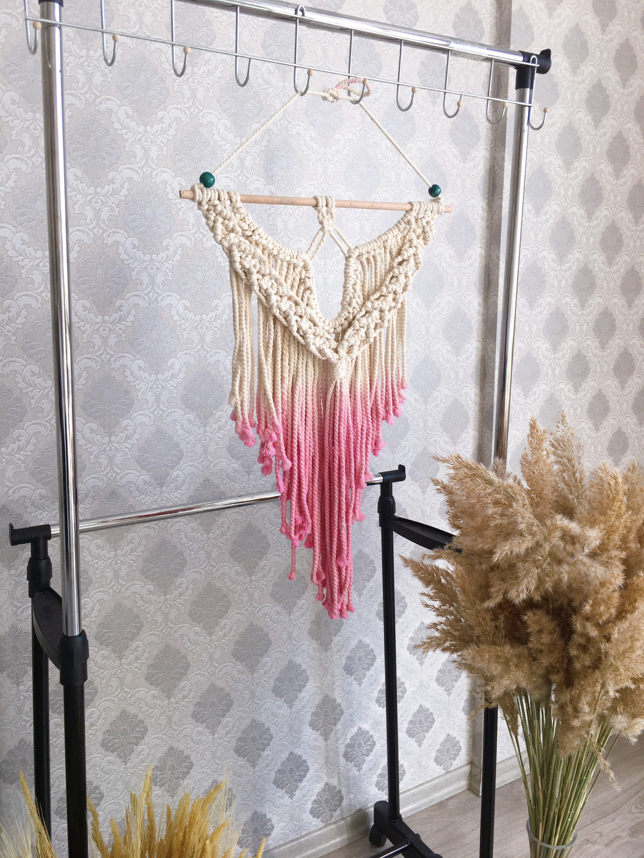 Pink Macrame Wall Hanginghome Decorboho Wall Artwoven - Etsy