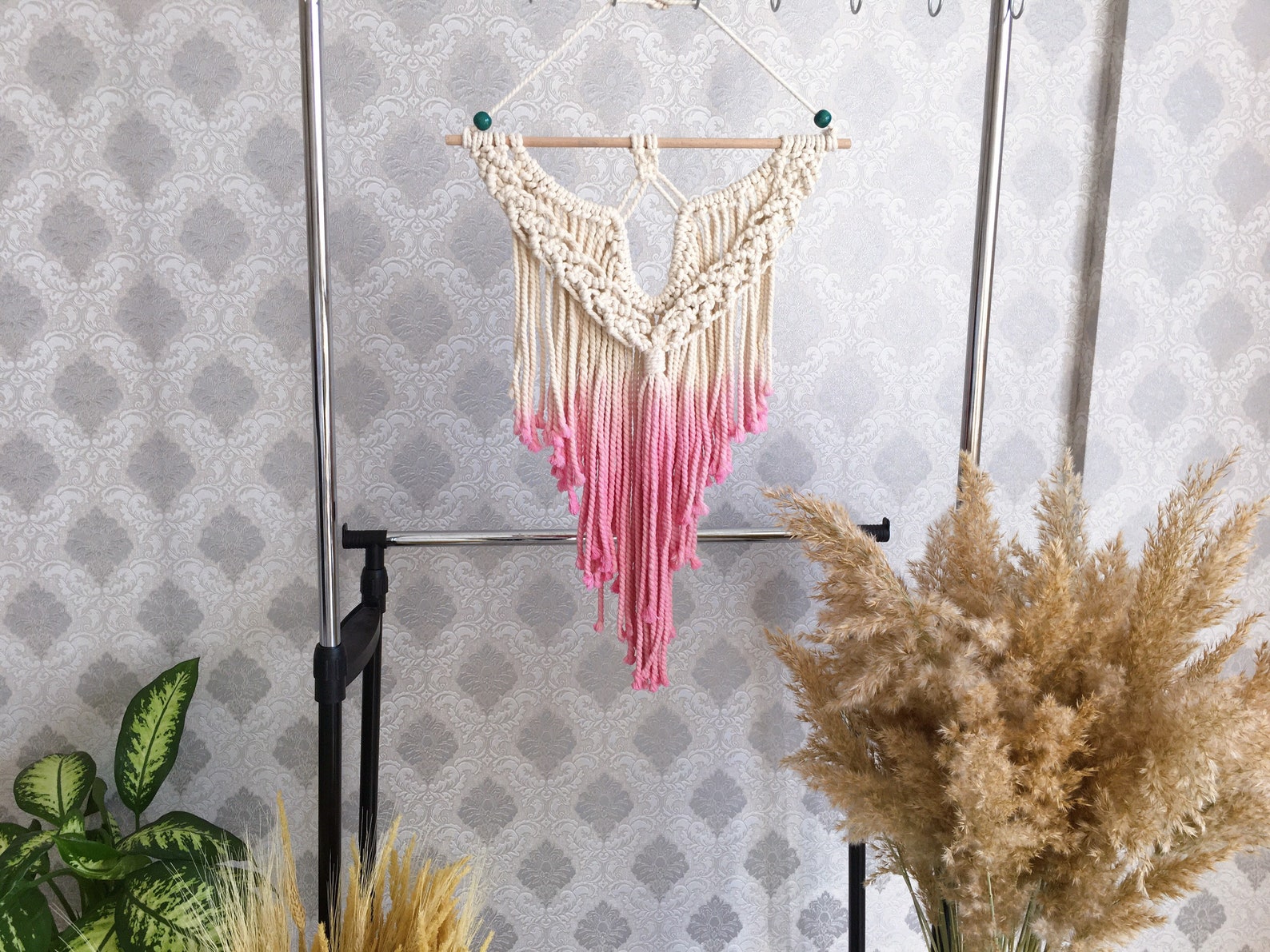 Pink Macrame Wall Hanginghome Decorboho Wall Artwoven - Etsy