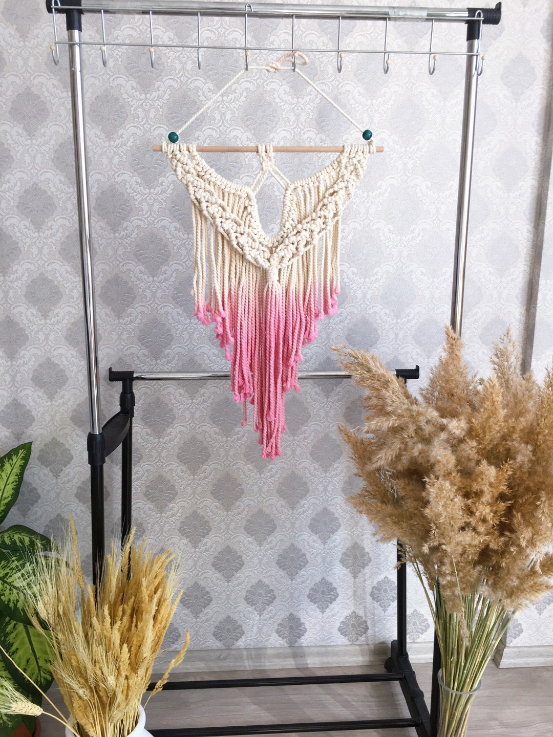 Pink Macrame Wall Hanging,,home Decor,,boho Wall Art,woven Wall Hanging ...