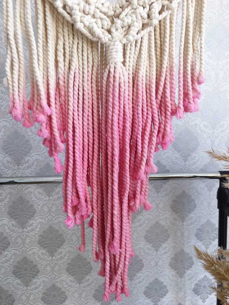 Pink Macrame Wall Hanginghome Decorboho Wall Artwoven - Etsy