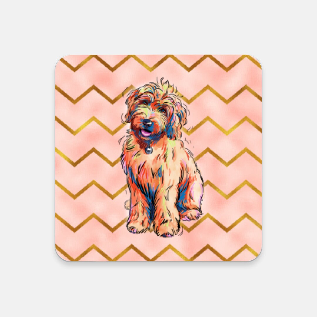 Golden Doodle Coaster for Dog Memorials, Goldendoodle Gifts, Goldendoodle Mom, , Genuine Cork ...