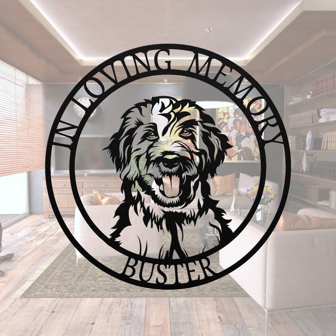 Goldendoodle Memorial Sign: Custom Family Name, Metal Dog Wall Art - Etsy