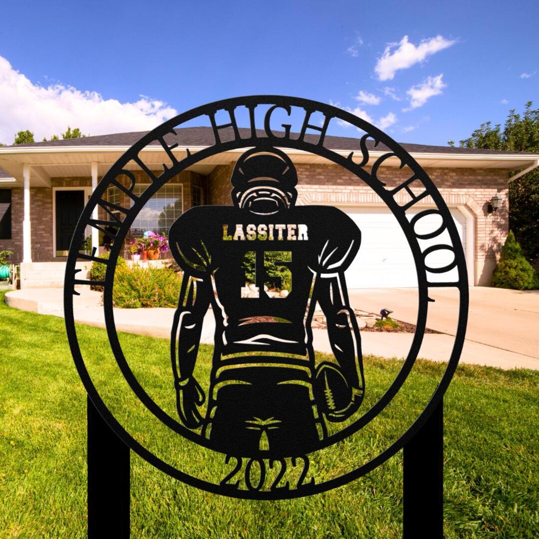 Football Sign With Stakes - Football Player Gift, Personalized Football ...