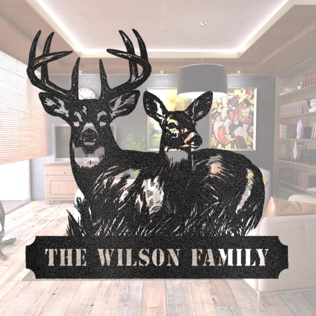 Personalized Deer Family Name Metal Sign: Hunting Cabin Decor - Etsy