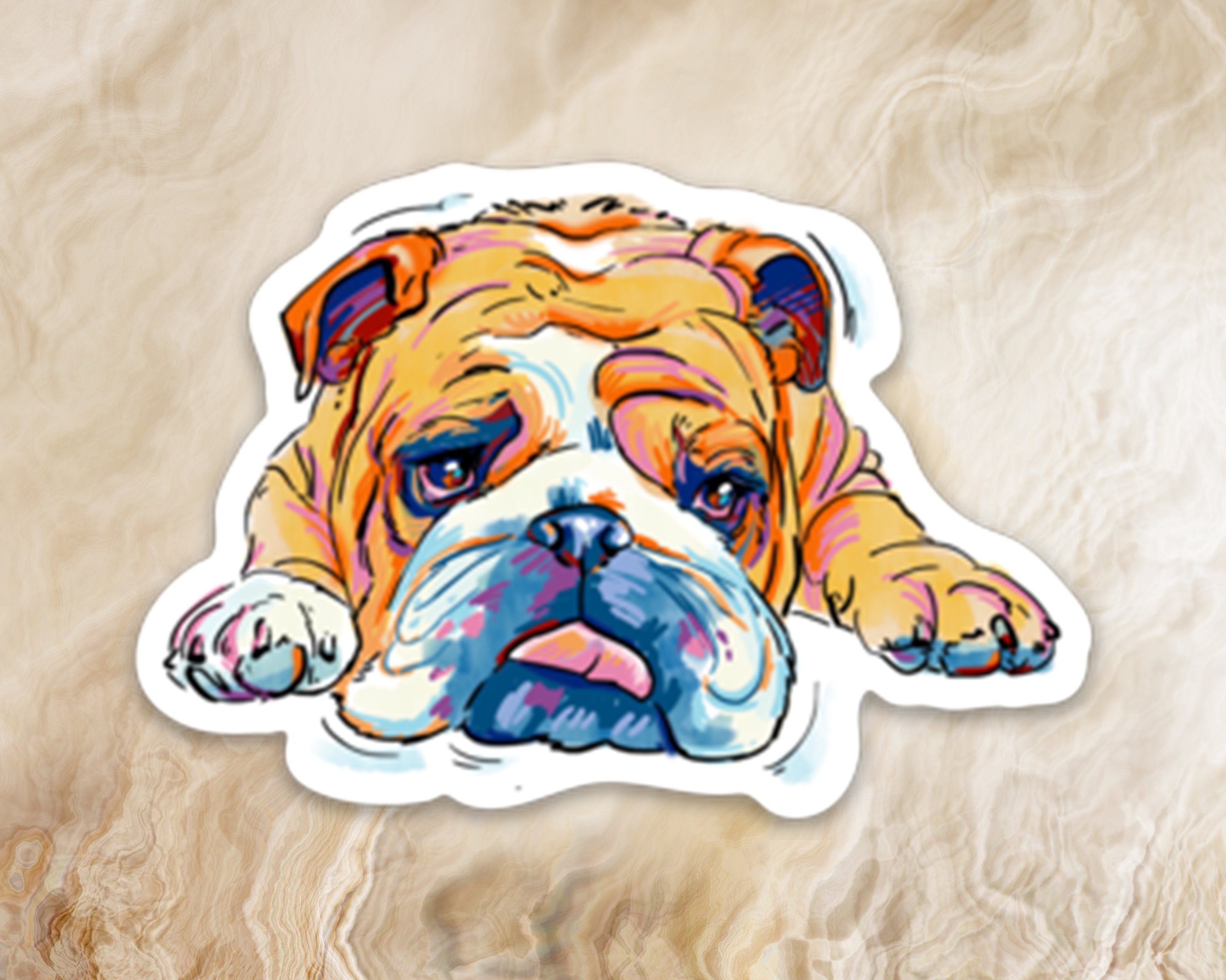 English Bulldog Sticker Decal Cute Dog Artn English Bulldog - Etsy