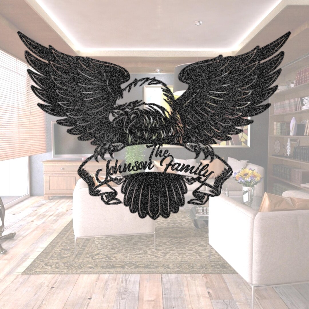 Custom Outdoor Eagle Sign, Metal Wall Art Decor, Custom Family Name ...