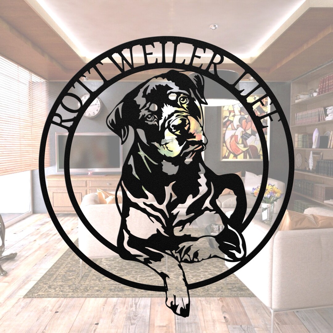 Rottweiler Metal Dog Silhouette, Memorial, Gift Home, Pet Memorial ...