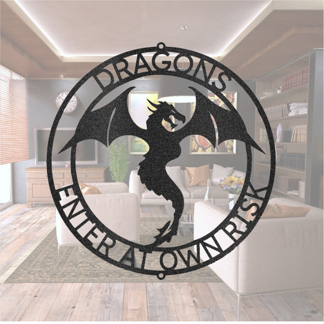Dragon Ring Monogram Steel Sign Flying Dragon Sign Dungeons - Etsy