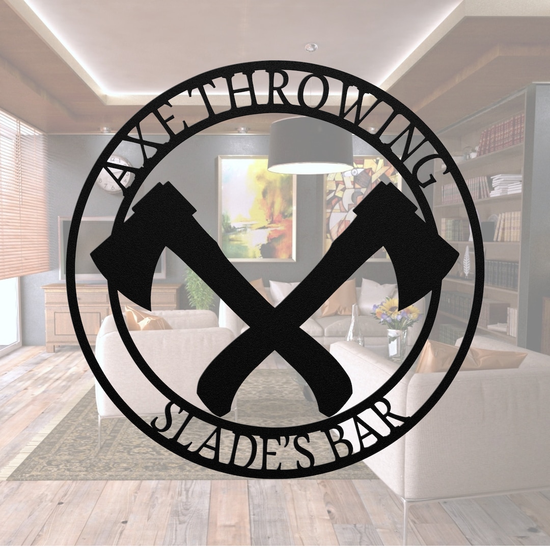 Axe Throwing Steel Sign, Bar and Grill Sign, Hatchet Throwing Business ...