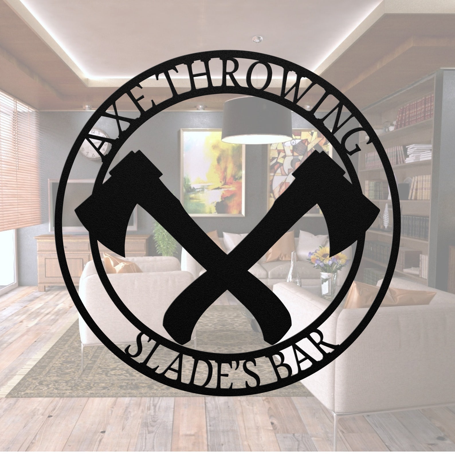 Axe Throwing Steel Sign, Bar and Grill Sign, Hatchet Throwing Business ...
