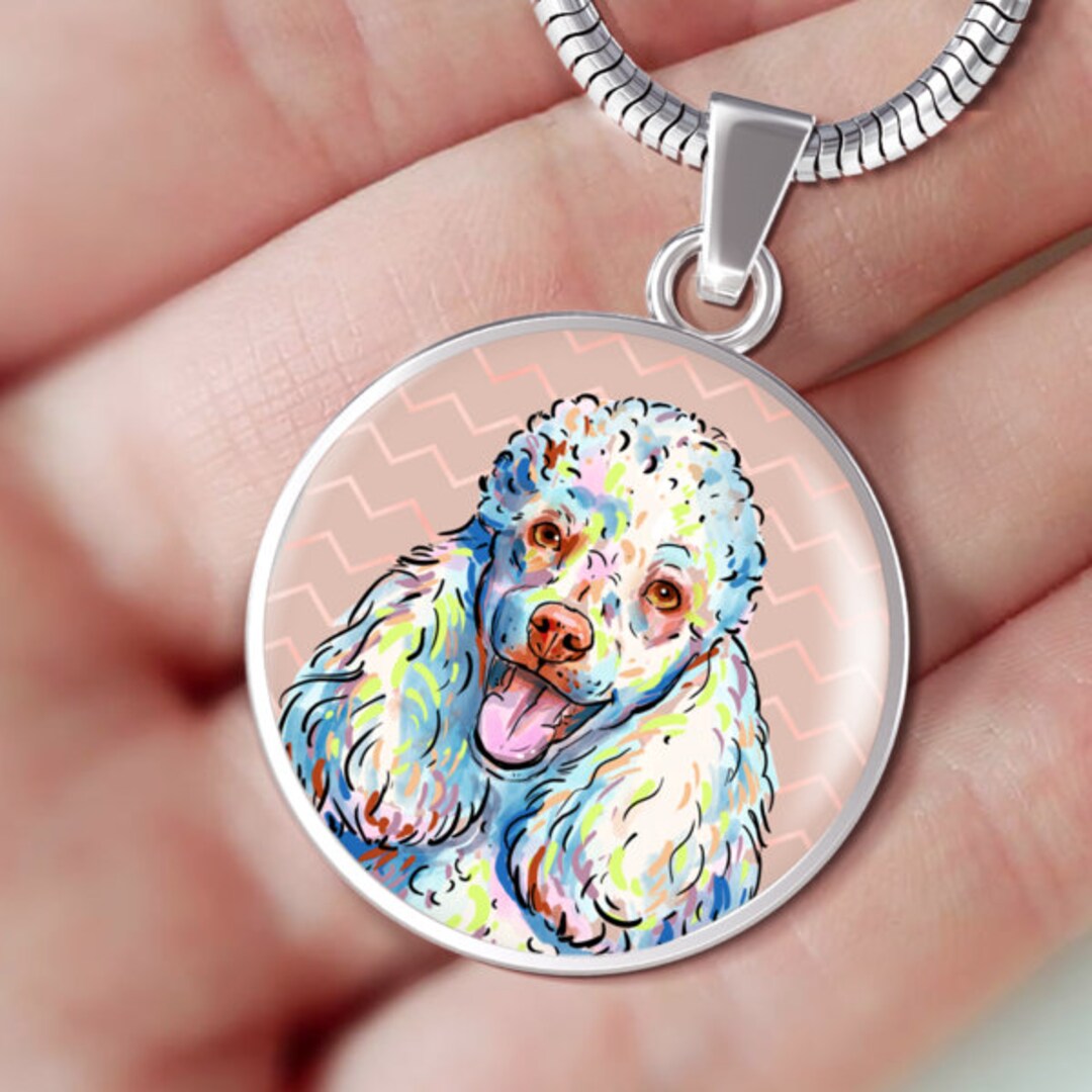 Necklace Poodle Stainless Steel 18k Gold Finish Engraved - Etsy