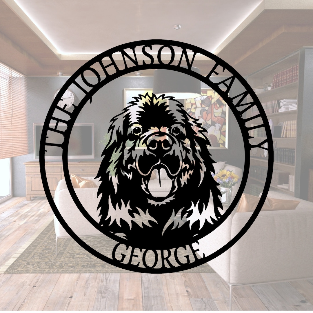 Newfoundland Dog Name Sign, Pet Spot Sign, Personalized Dog Sign ...