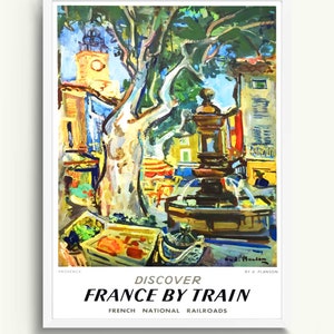 Vintage French Travel Poster Print and Decor, Eclectic France Wall Art ...