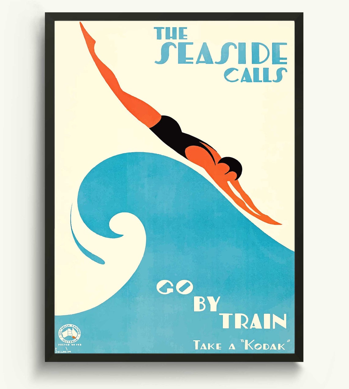 The Seaside Calls Go by Train Travel Poster, Seaside Wall Poster ...