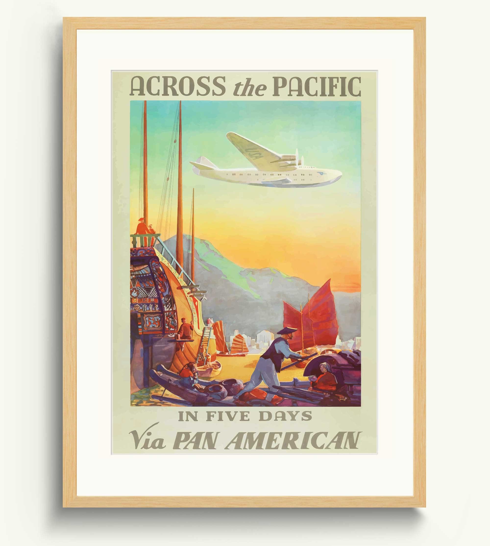 Pan American Travel Poster, Across the Pacific Art Posters, Travel Art ...